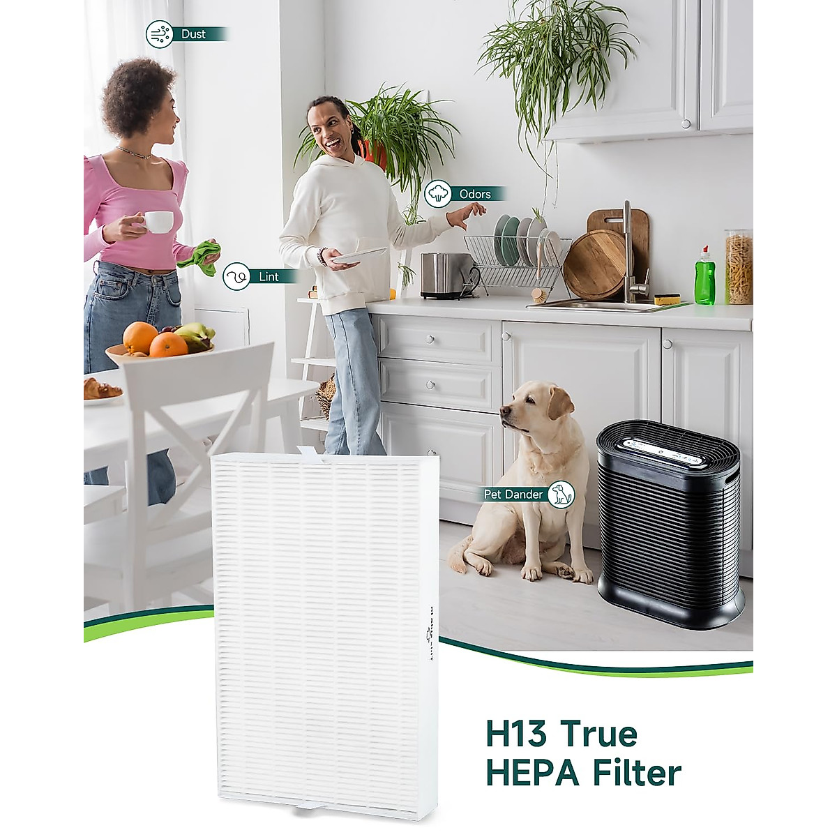 6-Pack Filter R Kit, Universal Replacement for Honeywell HPA300/200/100 and 5000 Series, H13 True HEPA Air Purifier Filter