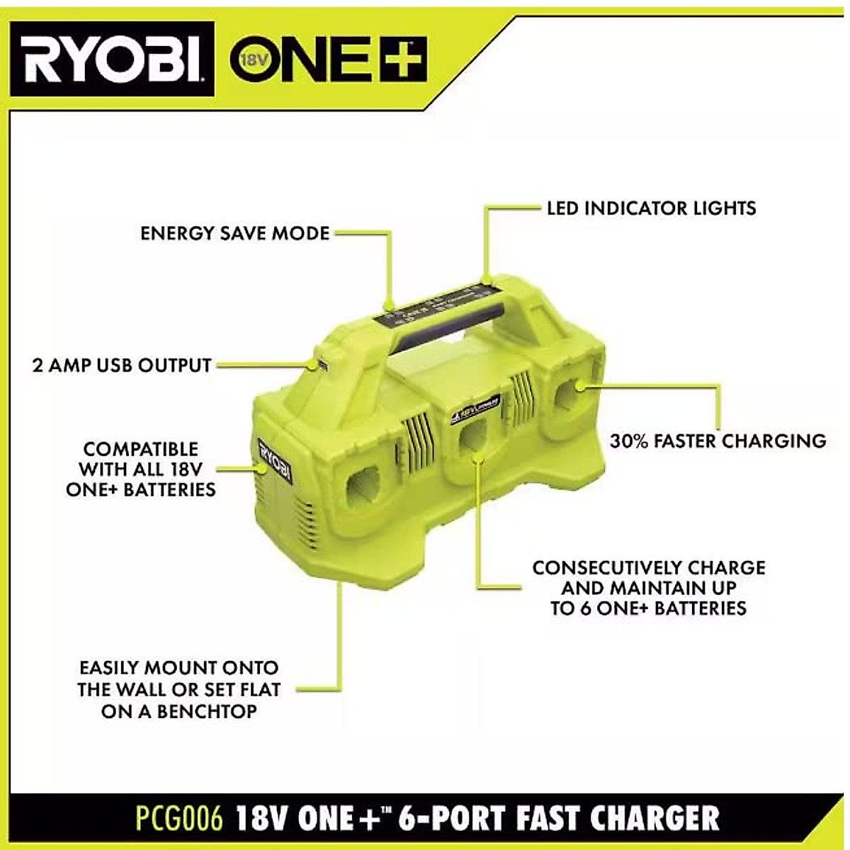 18V ONE+ 6-PORT FAST CHARGER
