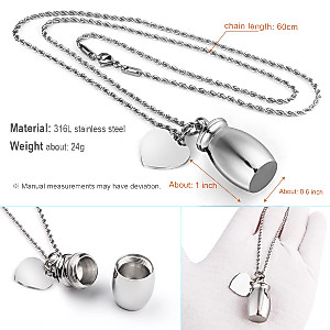 ChunlongFour Waterproof Pet Urn Necklace for Dogs Ashes, Cat Dog Urn Ashes Necklace for Cremation Ash Keepsake Memorial Jewelry Pend