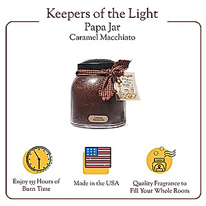 A Cheerful Giver — Caramel Macchiato - 34oz Papa Scented Candle Jar with Lid - Keepers of the Light - 155 Hours of Burn Time, Gift for Women, Brown
