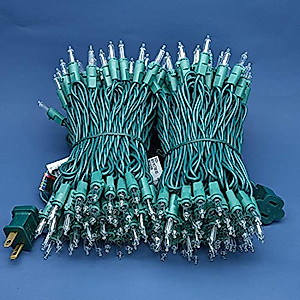 SWEET SHINE Clear Christmas Lights, 200 Lights 66 ft Green Wire, Pack of 2 Strands 100 Count UL Listed Holiday String Light (Clear - Green Wire)