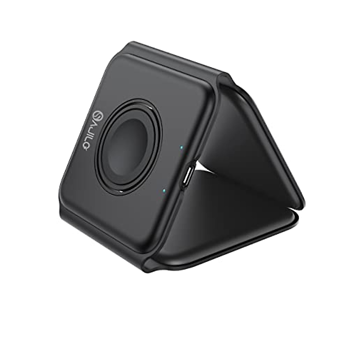 SAJILO 3 in 1 Wireless Charger, Foldable Charging Station, 15W Portable Magnetic Fast Charging Pad Compatible with iPhone 14/13/12/SE/11, Samsung Galaxy, iWatch, AirPods Pro & Qi Devices (Black)