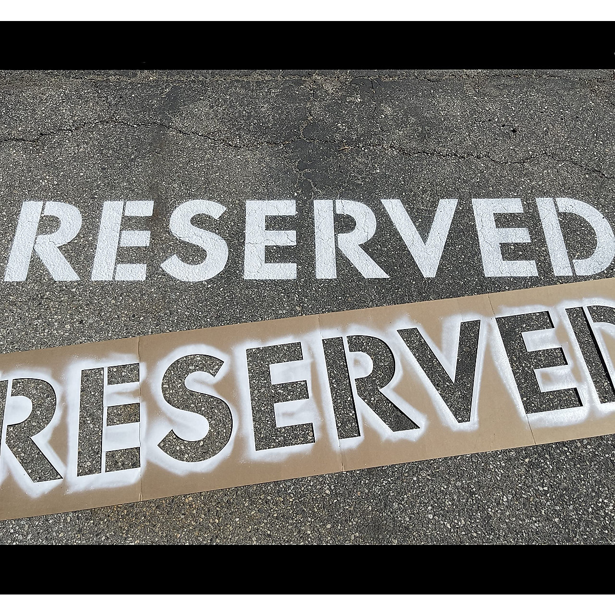APS 12" RESERVED Parking Stencil for Parking Lot | Reserved Stencil for Parking Lot Pavement Markings | Reserved Parking Lot Stencils for Painting | Made in USA w/Recycled Reusable Cardboard