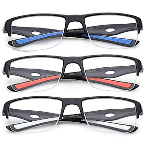 3 Packs Mens Reading Glasses Sporty Half Frame Reading Glasses for Men Half Rim Reading Glasses 2.50