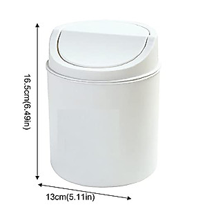 GUENZY Mini Tabletop Trash Cans Can Mini Room Creative Cover Kitchen Living Waste Kitchen Restaurant Bar Household Cleaning Brushes (White, One Size)