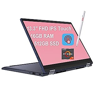 Lenovo Yoga 6 13 2-in-1 Business Laptop 13.3" FHD IPS 72% NTSC Touchscreen AMD Octa-Core Ryzen 7 5700U (Beats i7-10510U) 16GB RAM 512GB SSD Backlit KB Fingerprint Dolby USB-C Win 10 Blue + Pen