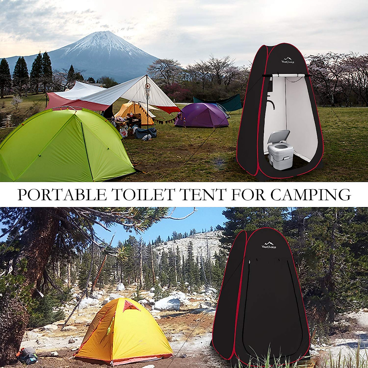 Your Choice Oversized 6.89FT Pop Up Privacy Tent - Camping Shower Changing Tent, Portable Bathroom Toilet Room - Color Black
