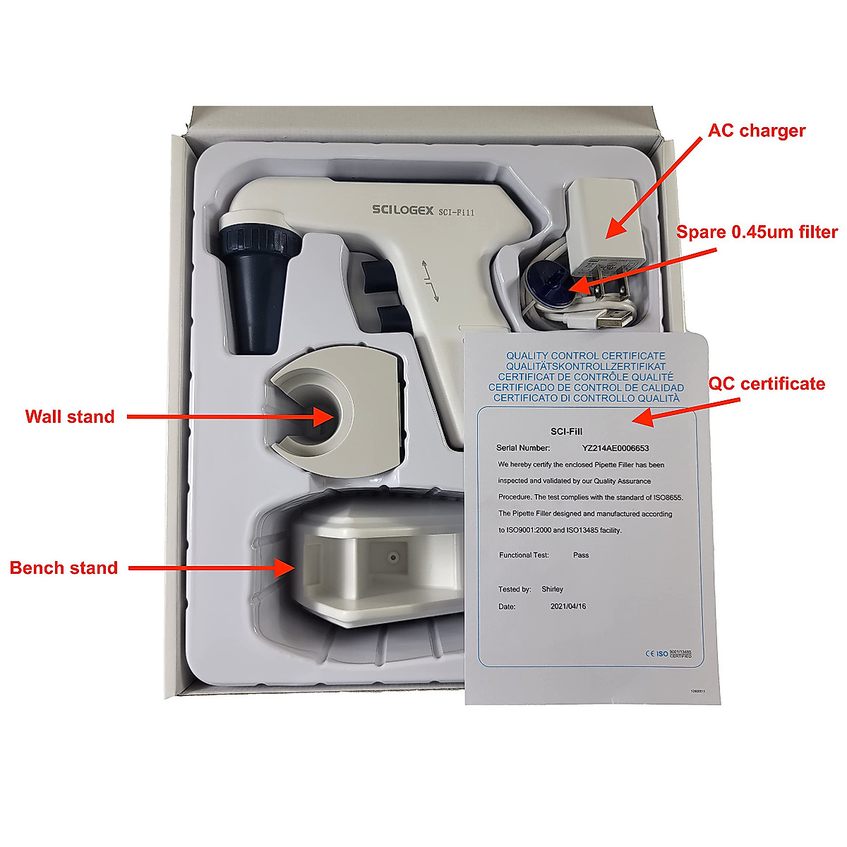 Scilogex SCI-Fill Motorized Pipette Filler - 1 Year Warranty