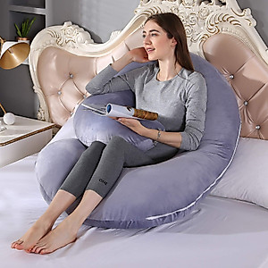 Pregnancy Pillow for Pregnant Women,Full Body Pillows for Sleeping,C Shaped Maternity Pillows for Side Sleepers,Support Back, HIPS, Legs and Belly, Removable Washable Soft Cover (Gray)