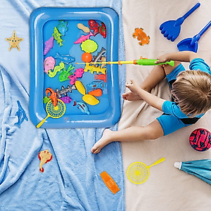 DC-BEAUTIFUL 51 Piece Fishing Toy Baby Bath Toy Magnetic Net Fishing Game Fishing Learning Education Play Set Outdoor Fun Best Gift for Children Fishing Game for Kids Party Favors