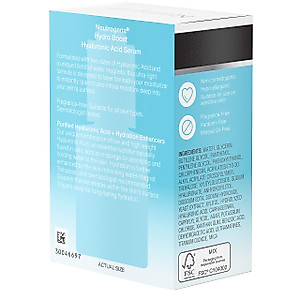 Neutrogena Hydro Boost Hyaluronic Acid Serum with 17% Hydration Complex, Lightweight Daily Hyaluronic Acid Facial Serum 1 oz (Pack of 2)