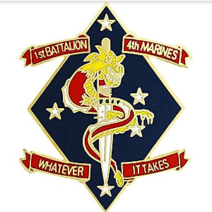 Officially Licensed United States Marine Corps 1st Battalion 4th Marine Division 1.125" Lapel Pin