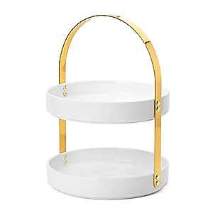 BTaT- Cake Stand 2-Tiers, White Porcelain, Cupcake Stand, Cupcake Holder, Cup Cake Tier Stand, Cupcake Stands, Cupcake Display Stand, Cupcake Tier Stand, Dessert Tray