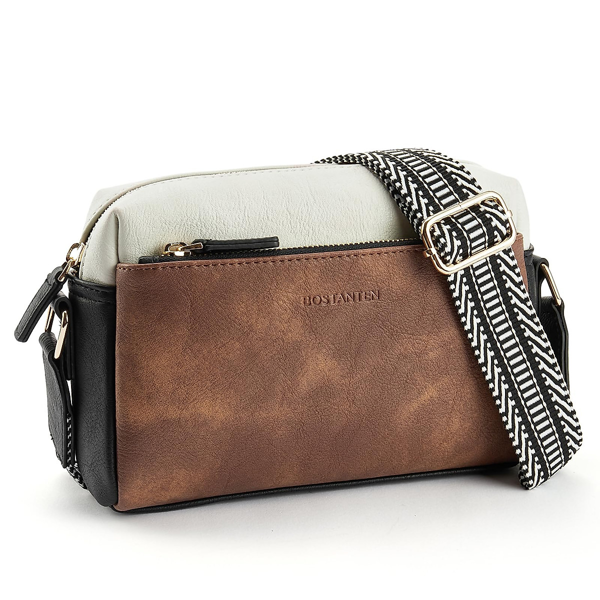 BOSTANTEN Leather Wallets budle Small Crpssbody bags fo women Brown with Black