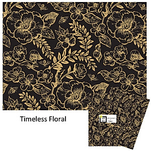 Black and Tan Floral Tissue Paper for Gift Bags, Boxes and Crafts Gift Bags 24 Printed Sheets 20 Inches X 30 Inches (TIMELESS FLORAL)