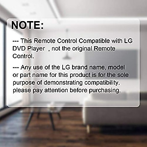 Replacement Remote Control for LG DP132 DP132NU DVD Player Remote Control for All LG DVD Player with Remote Control Holder, Universal Remote for LG COV31736202 DVD Remote with Remote Holder (Yellow)