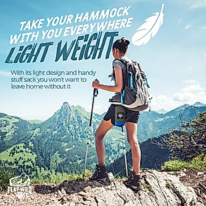 Double Hammock for Camping, Travel and Hiking - 2 Person Outdoor Hammock - Lightweight & Portable Yet Heavy Duty with Straps Included for Easy Hanging from Trees - Great Camping Gifts for Men & Women