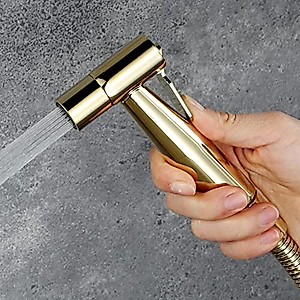 MINJING Handheld Cloth Diaper Sprayer, Zirconium Gold Toilet Bidet Sprayer Set, Stainless Steel Bidet Shower Douche Kit, Bathroom Bidet Attachment Set for Personal Hygiene,B Set