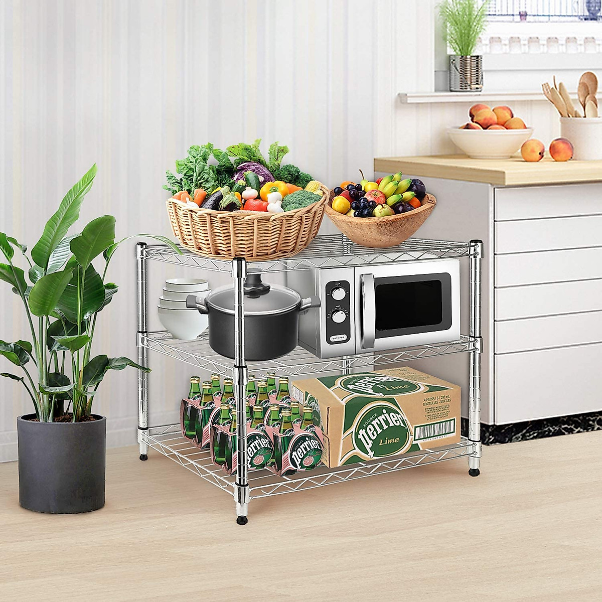 Simple Deluxe Heavy Duty 3-Shelf Shelving Unit, 24.02" D x 13.78"W x 21.97" H, 3 Tier