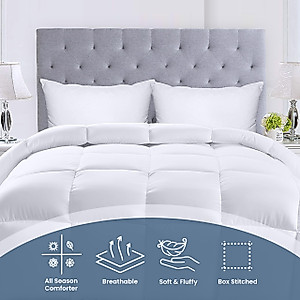 Utopia Bedding Down Alternative Comforter (Queen, White) - All Season Comforter - Plush Siliconized Fiberfill Duvet Insert - Box Stitched