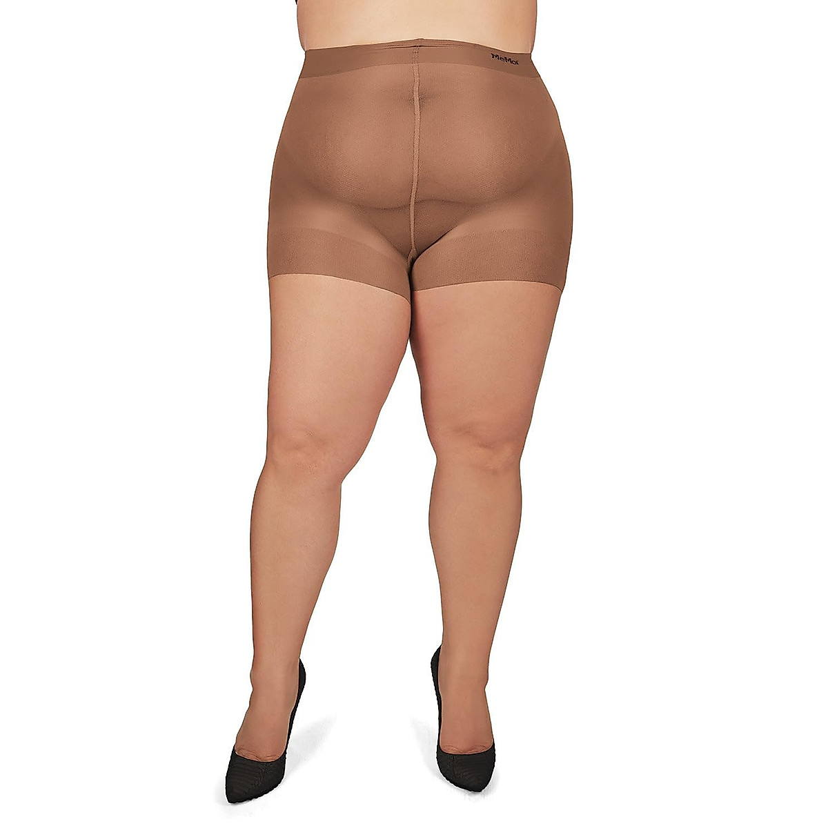 MeMoi Plus Size Curvy Control Top Pantyhose for Women, Comfortable Sheer Pantyhose, Lightweight Womens Stockings - French Coffee 7X