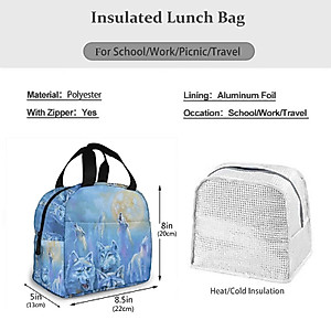 Aiojool Wolf Lunch Bag Insulated Lunch Box Reusable Cooler Thermal Meal Tote For Women Men