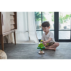 PlanToys Stacking Toys Tree Set - Chemical-Free Toddler Toys Featuring 9 Wooden Pieces