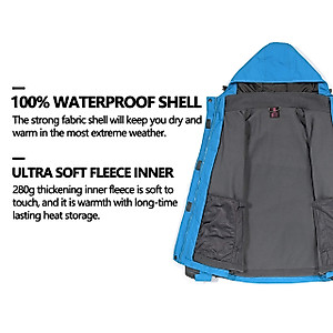 Little Donkey Andy Women's 3 in 1 Winter Ski Jacket Warm Fleece Liner Jacket Waterproof Windproof Snow Coat & Detachable Hood Blue/Grey M