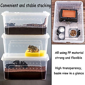 Hamiledyi 2PCS Reptile Feeding Box Snake Breeding Box Transparent Animal Habitat Cage Portable Plastic Turtle Transport Container for Bearded Dragon Lizard Spider Frog Scorpion Gecko 12.6 x 8.6 x 5.9