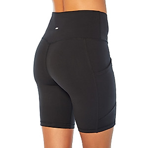 Marika Women's Odessa High Waist Tummy Control Bermuda Pocket Short, Black, Large