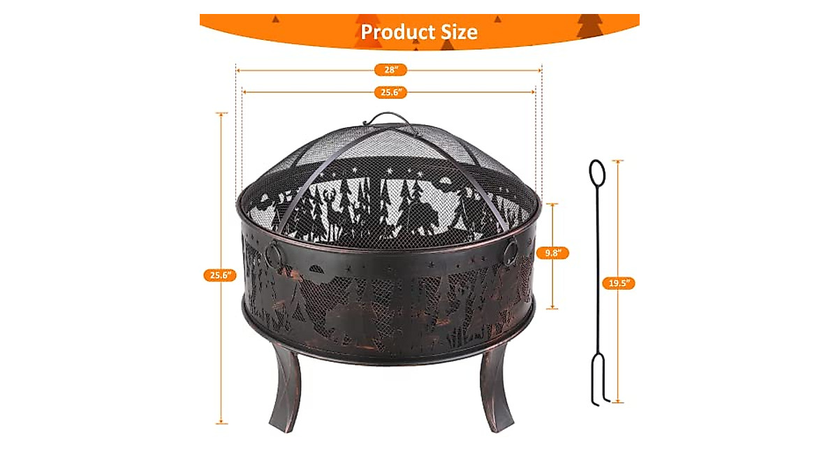 Portable 27-Inch Fire Bowl & Grill for Outdoor Use