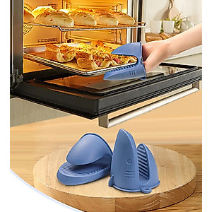 Oven Mitts，Mini Oven Gloves Silicone Heat Resistant Cooking Pinch Mitts Potholder for Air Fryer Kitchen Cooking & Baking (Grey)