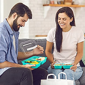 Glotoch Meal Prep Container Reusable, 34 oz 3 Compartment To Go Plastic Food Prep Containers,Disposable Divided Food Storage Containers with Lids for Leftover,BPA Free,Microwave Safe,Green 8 Pack