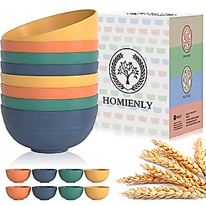 Homienly Cereal Bowl Set, Wheat Straw Fiber Unbreakable Lightweight Bowls Set (Multi, 26 OZ)