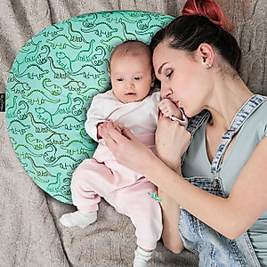 Dream On Me Beeboo Nursing Pillow and Positioner, Breastfeeding and Bottlefeeding Pillow, Removable and Washable Pillow Cover, Soft and Breathable Fabric, Green