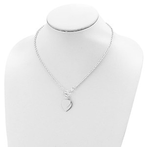 Diamond2Deal Sterling Silver Engraveable Double Heart Toggle Necklace Fine Jewelry Gift for Women