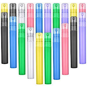 20 Pieces Plastic Frosted Spray Bottle, 10 ml/ 0.34 oz Fine Mist Spray Bottles Colorful Empty Refillable Perfume Bottles Portable Spray Bottle Container for Essential Oils, Travel, Perfume