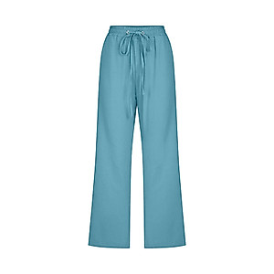 Wide Leg Linen Capri Pants for Women Capri Pants Casual 2023 Summer Drawstring Elastic High Waist Linen Pant Straight Wide Leg Cropped Trouser