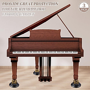 Piano Caster Cups Grand Piano Caster Cups Black Piano Leg Hardwood Cups Pads for Grand Piano (Set of 3)