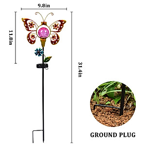 LIGHTSHINE Solar Garden Lights, Metal Butterfly Garden Yard Decor, Waterproof Yard Iron Art Garden Decorations, Outdoor Decor for Patio, Lawn and Pathway.