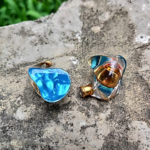 Resin in-Ear Monitor Headphones with Pure Copper Graphene Unit,with Copper-Silver 8-core 3.5mm MMCX Connector,with Earphone Storage Box,for Singers Drummers Musicians (Oceans Heart)