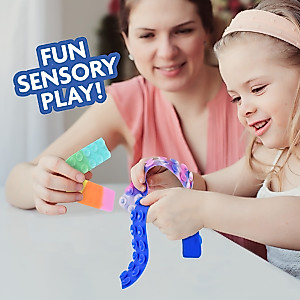 Sunny Days Entertainment Squid Pop Bands Fidget - 2 Pc Suction Cup Sensory Toy | 10 Inches Long with Satisfying Pop | Receive 1 Pack of 2 | Colors and Styles May Vary