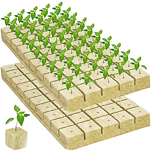 Legigo 1 Inch Rockwool Cubes Seed Starter Grow Cubes for Hydroponics, Rock Wool Planting Cubes Clone Cubes Soilless Cultivation Hydroponics Pods for Garden Plants Germination (2 Sheet, 100 Plugs)