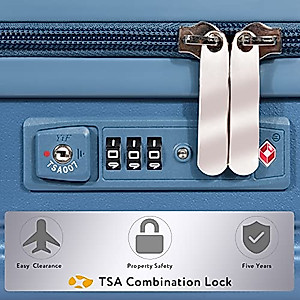 MGOB Luggage Sets Expandable PC Hard Shell Suitcase Durable Lightweight with TSA Lock and Spinner Wheels(3 Piece Luggage Set, Blue)