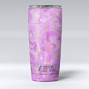 Design Skinz Gold Polka Dots Over Grungy Pink Surface - Skin Decal Vinyl Wrap Kit Compatible with The Yeti Rambler Cooler Tumbler Cups
