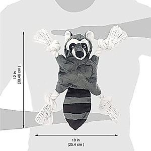 Maestro Pets No Stuffing Dog Toys, Crinkle Dog Toys, 3 in 1 Plush Dog Toys with Rope Legs, Squeakers and Crinkle Paper, Dog Rope Squeaky Toys for Puppies, Small, and Medium Dogs (Raccoon)