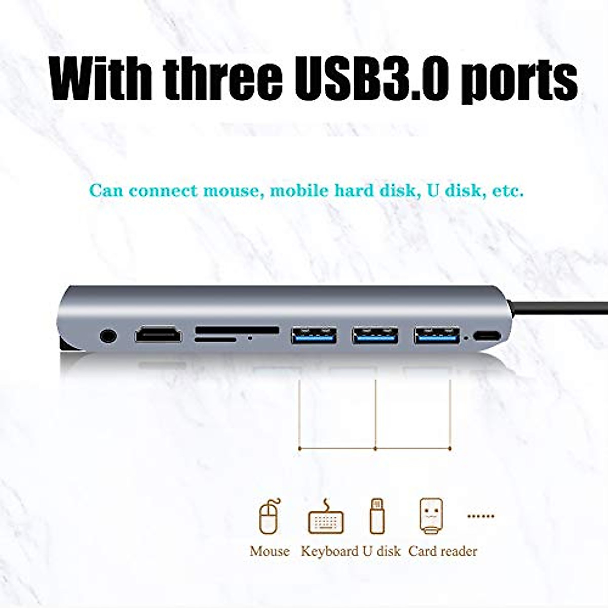 XUNMAIFHB Portable Docking Station,USB C HUB Docking Station 7 in 1 hdmi Cooling Fast TF/SD, USB3.03, Type-c PD Charging, HDMI 4K Fast Transmission