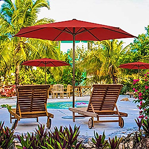 Ogrmar 7.5 FT Patio Umbrella Outdoor Table Umbrella with Push Button Tilt and Crankfor Terrace, Backyard, Garden, Courtyard, Swimming Pool, Lawn (Dark Red)