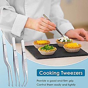 12 Pieces Culinary Precision Drawing Spoons Drizzle Decorating Spoons Stainless Steel Cooking Tweezers Plastic Dough Scrapers Set Wood Icing Spatula for Food Culinary Plating Decorating