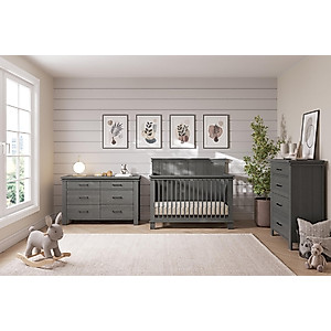 Child Craft Denman 4-in-1 Convertible Crib, Baby Crib Converts to Day Bed, Toddler Bed and Full Size Bed, 3 Adjustable Mattress Positions, Non-Toxic, Baby Safe Finish (Midnight Gray)
